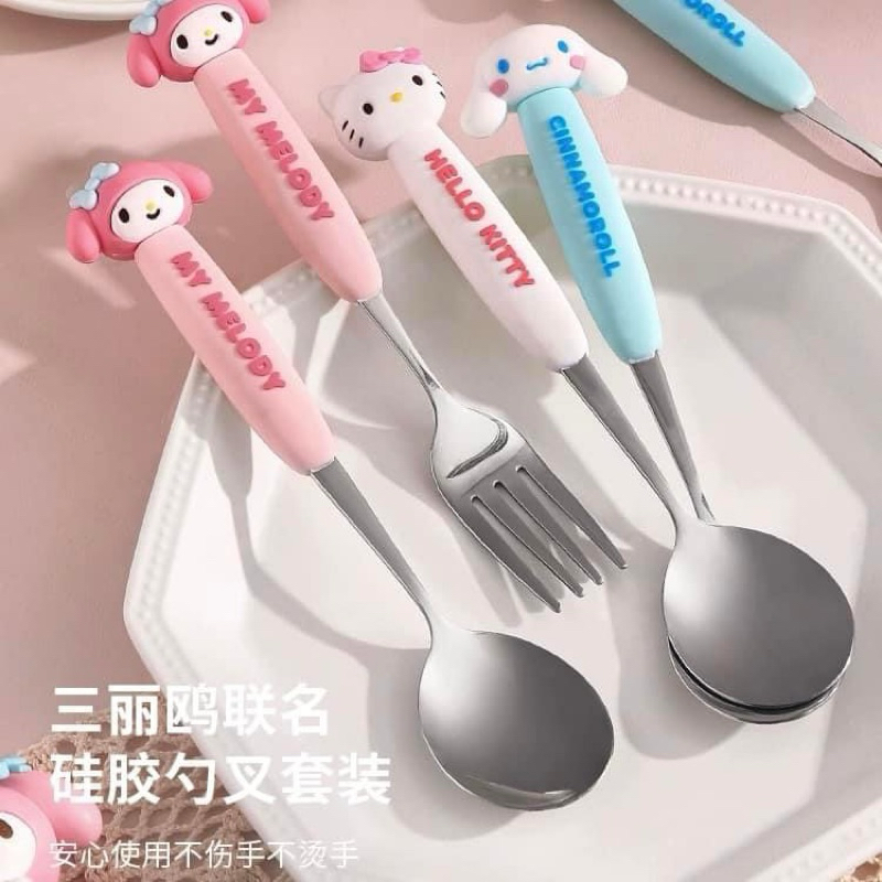 original sanrio, hello kitty set of spoon and folk, hello kitty cutlery ...