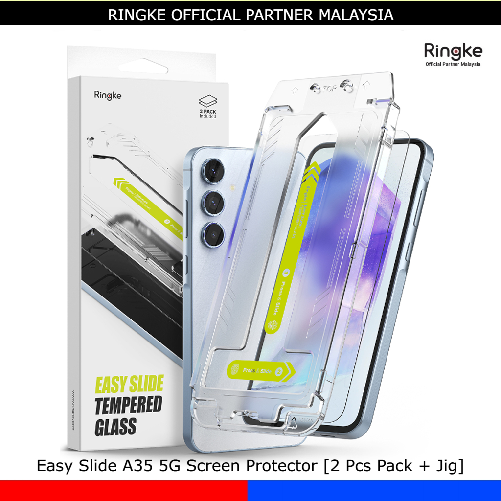 Ringke Easy Slide Galaxy A35 5G Tempered Glass Screen Protector [2 Pcs ...