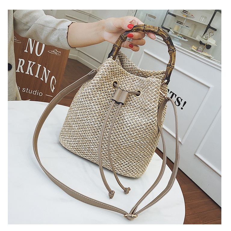 Korean Stylo Woven Knitted Beg Rotan Woman Rattan Sling Bag Handbag ...