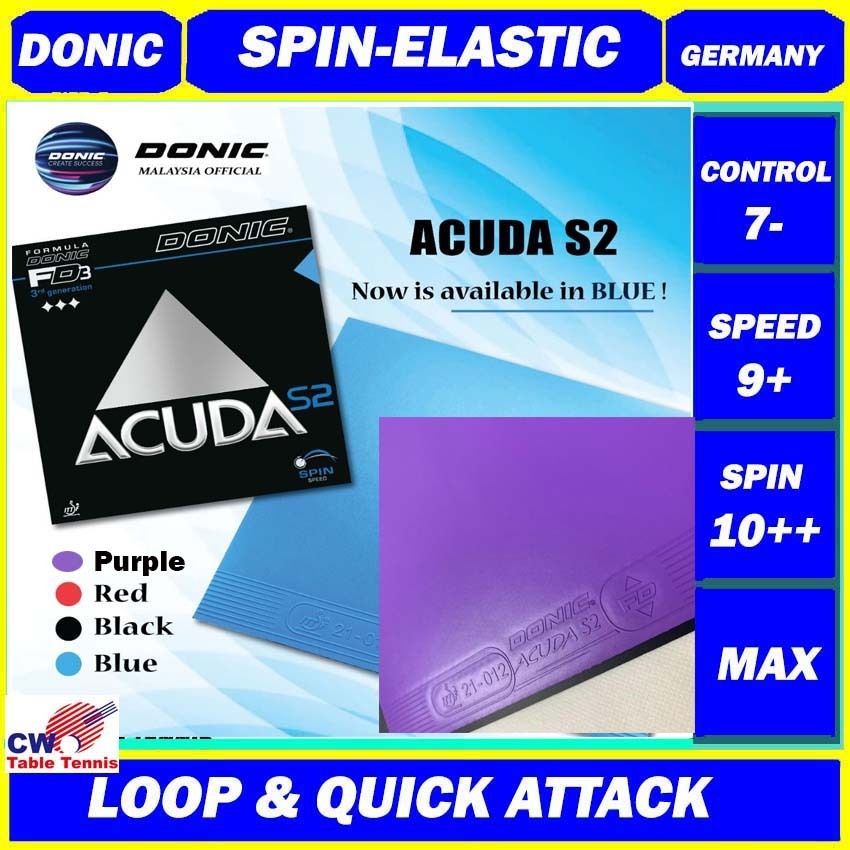 DONIC Acuda S2 Spin-Elastic Inverted Max Rubber Table Tennis Rubber ...