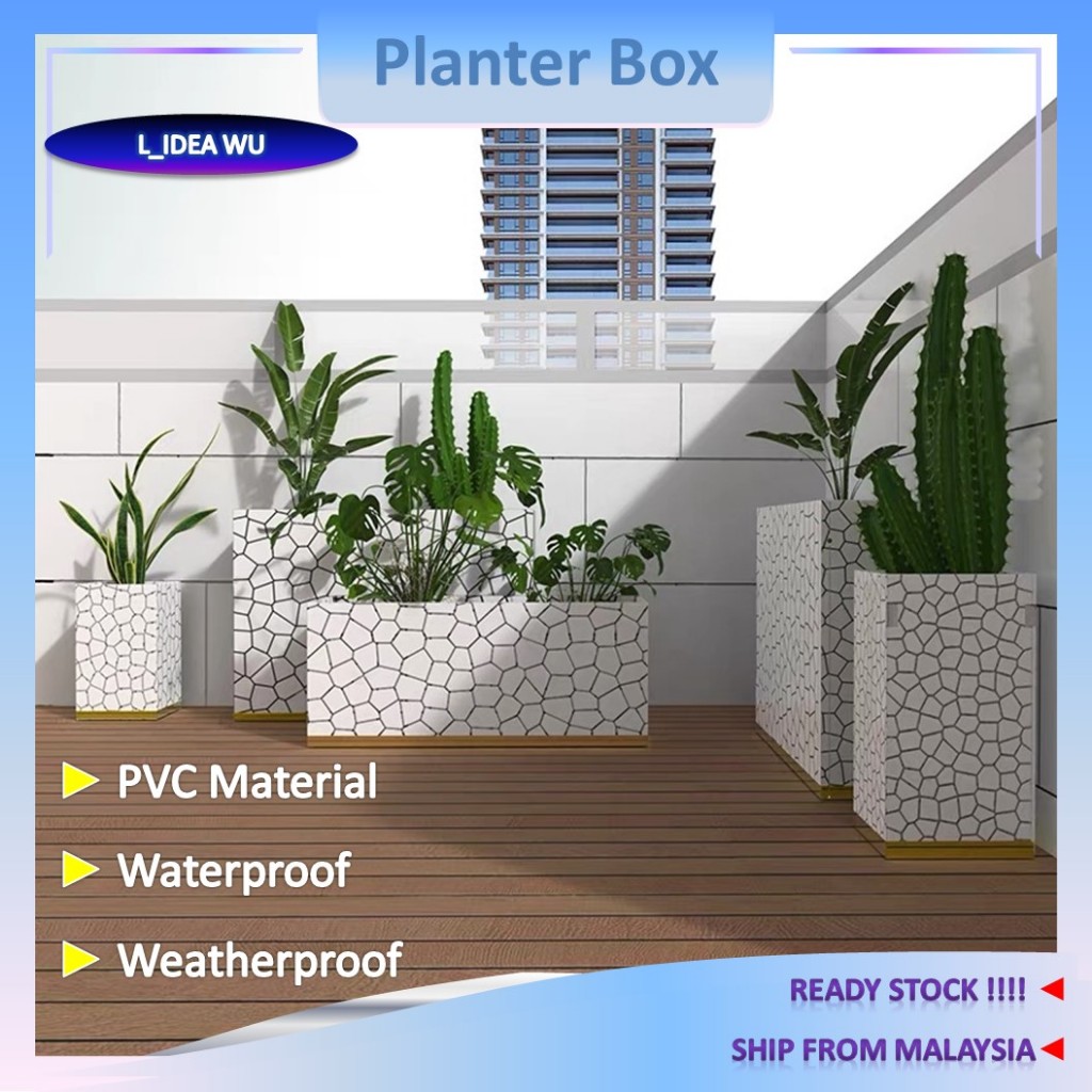 Waterproof Pasu Bunga Plastik Planter Box Planter Flower Pot Rak Bunga ...