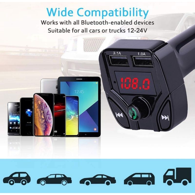 Car MP3 Player Car Kit Handsfree Music Bluetooth Wireless FM Radio ...