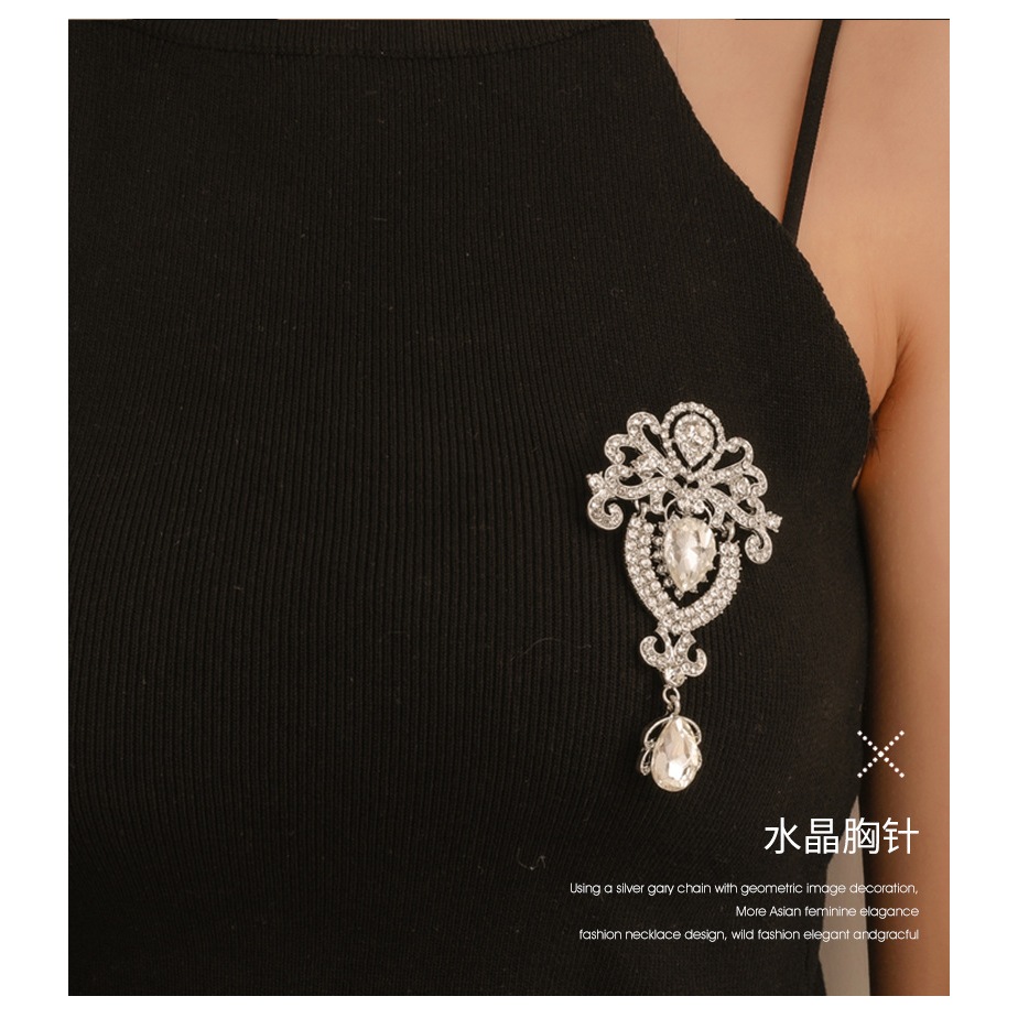 Large Luxury Crystal Brooch For Women Pin Tudung Brooch Selendang Bahu ...