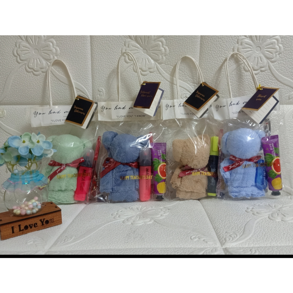 HAPPY TEACHERS DAY GIFT SELAMAT HARI GURU HADIAH GIFT BEAR TOWEL WITH A ...