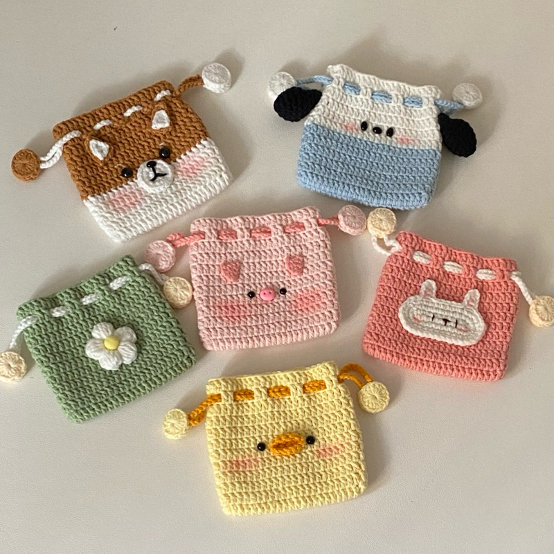 Handmade crochet cute pouch earphone case mini bag card holder small ...