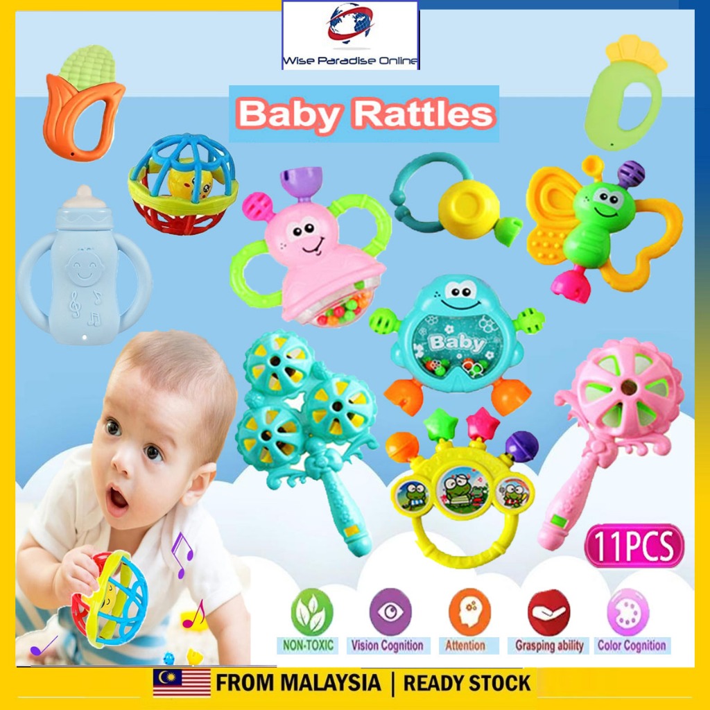 (11pcs) Soft Rubber Baby Rattle Hanging Toys Playset For Newborn ...