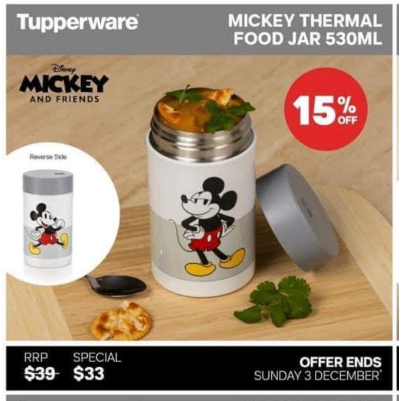 TUPPERWARE OVERSEAS LIMITED EDITION >> MICKEY / MINNIE Thermal Food Jar ...