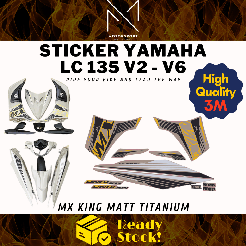 YAMAHA LC135 V2 -V6 MX King CoverSet Kaverset Hitam Kuning Titanium ...