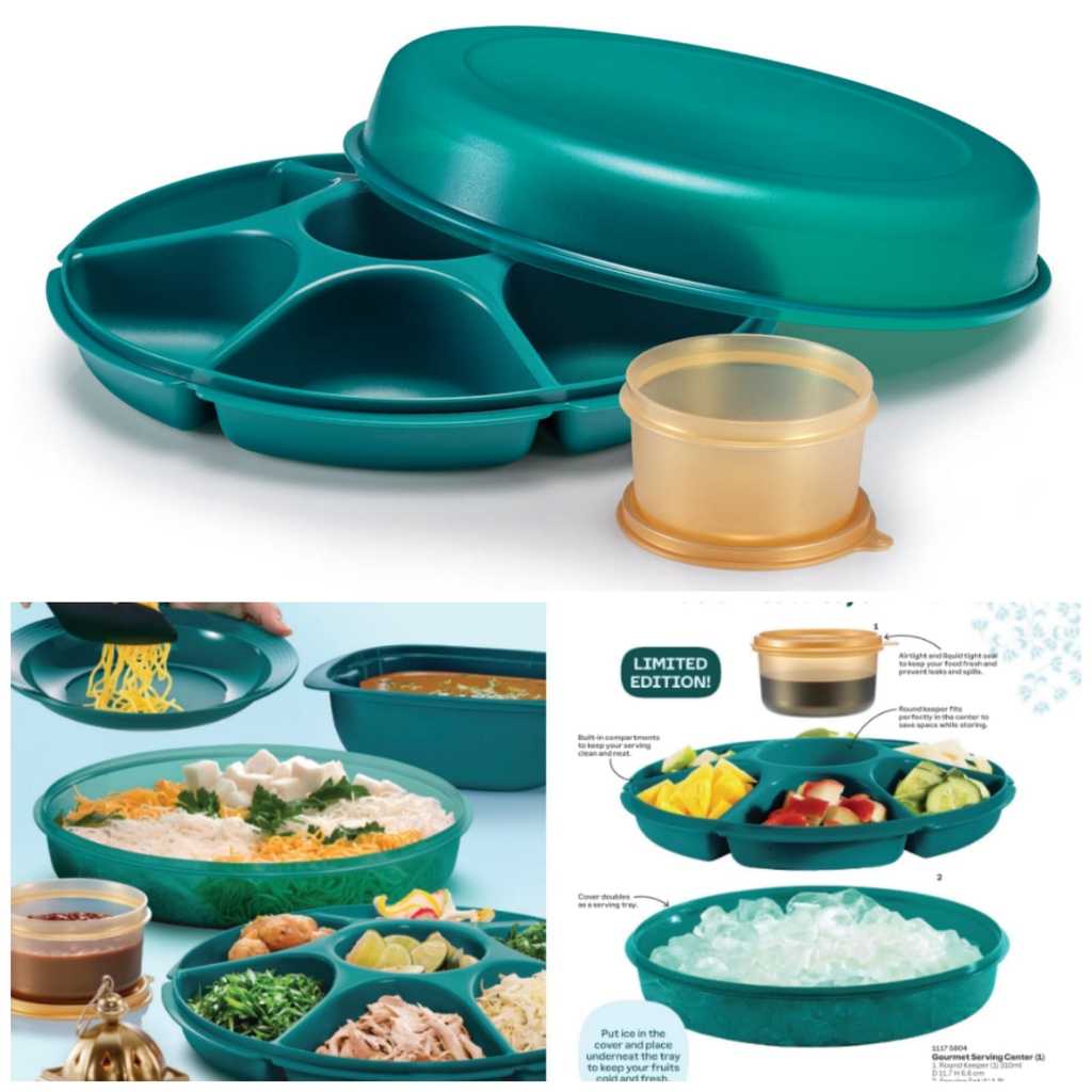 2 Warna : Tupperware Serving Centre x 1 set (blue colour) food container bekas kuih raya kedap ...