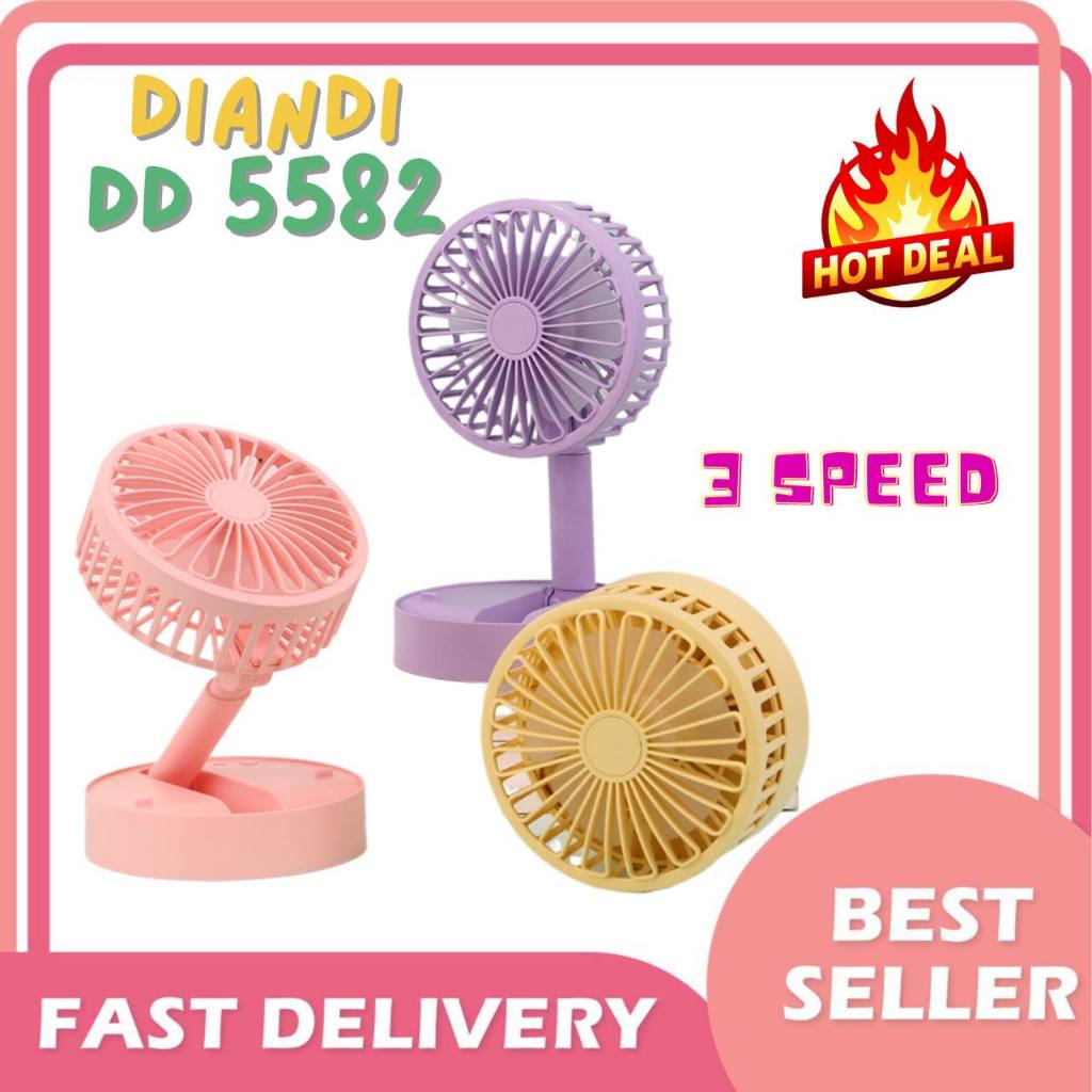 DianDi DD5582 Adjustable Mini Fan Kipas Small Cooling Handy Desk Home Office Table Battery USB ...