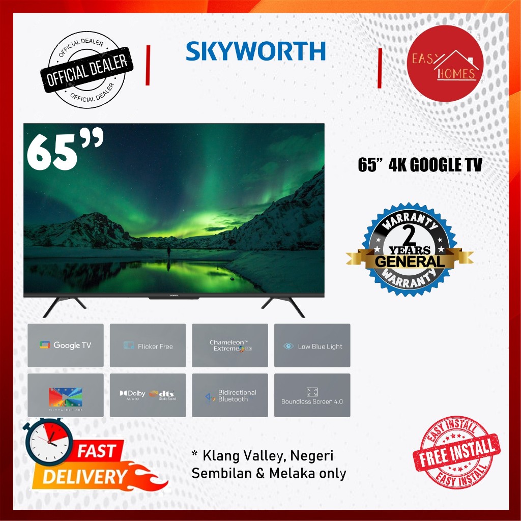 Skyworth 65 inch 4K UHD HDR 10 GOOGLE TV 65SUE7600 | Shopee Malaysia
