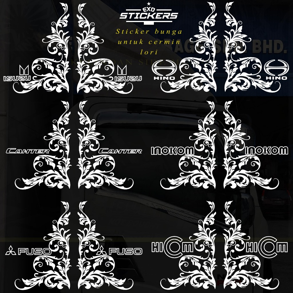 Sticker bunga2 utk cermin tepi lori oracal 651 decal tampal luar tahan ...