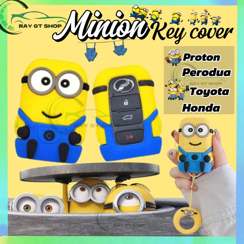 MINION Cartoon Car Key Silicone key Cover Remote Sarung Kunci Kereta ...