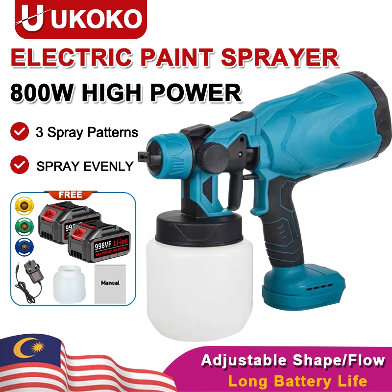 998VF Cordless Electric Spray Gun Portable Lithium Battery Rechargeable ...