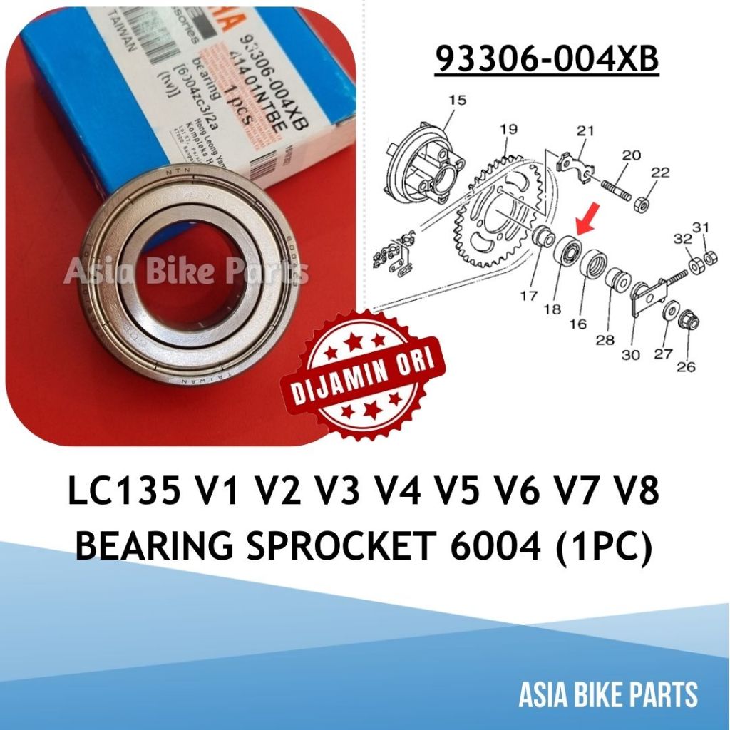 Yamaha Original LC135 V1 V2 V3 V4 V5 V6 V7 V8 Bearing Sprocket 6004 - 93306-004XB | Shopee Malaysia