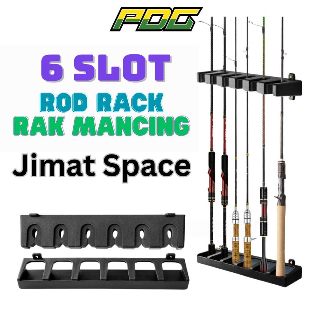 PDG Fishing Rod Holder Wall Hanging Rod Holder 6-Rod Rack Vertical ...
