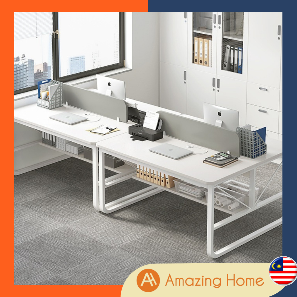 AmazingHome 4 Person Office Desk Workstation Table With Shelf Baffle ...