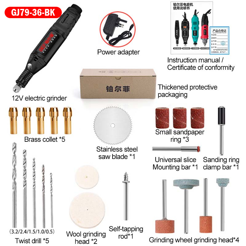 12V DC Grinder Tool Mini Dremel Drill Electric Grinding Set Milling Polishing Drilling Cutting ...