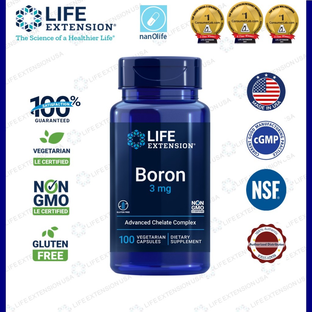 [Life Extension] Boron, EXP: 03/27, 3 mg, 100 Vegetarian Capsules, Bone ...