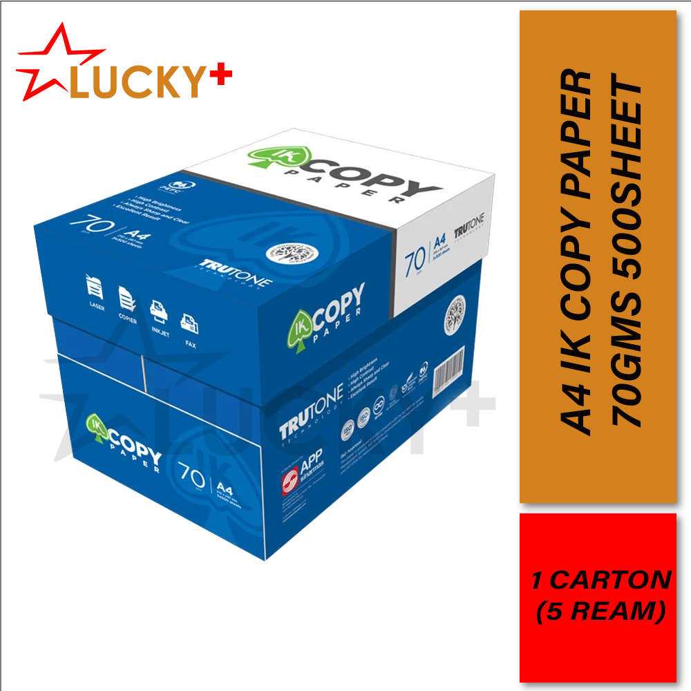 IK Copy A4 Copier Paper 70gsm 500s (1 Carton Box 5 Reams) (500 sheets/ream) / A4 Paper / Kertas ...