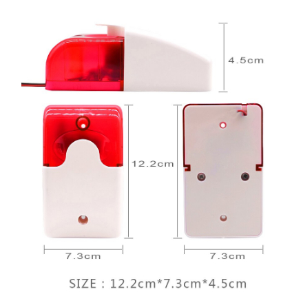 Mini Wired Strobe Siren 12V DC Sound Alarm Strobe Flashing Light Sound Siren Home Security Alarm ...