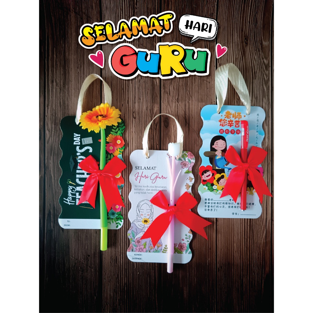 Hadiah Hari Guru🎁Pen Bersama Kad Pegang Tangan / Hadiah Bajet Premium💓 ...