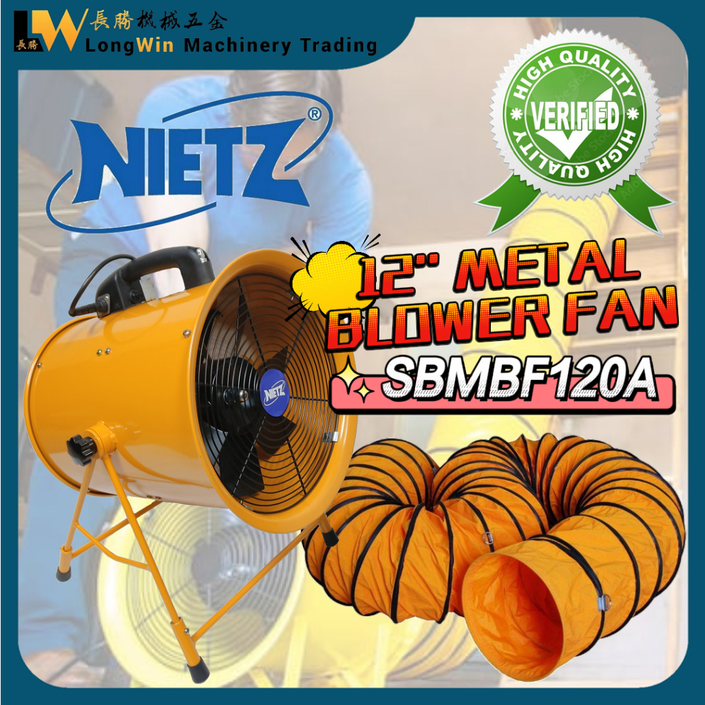 NIETZ SBMBF120A Portable & Adjustable 12'' Metal Blower Fan c/w ...