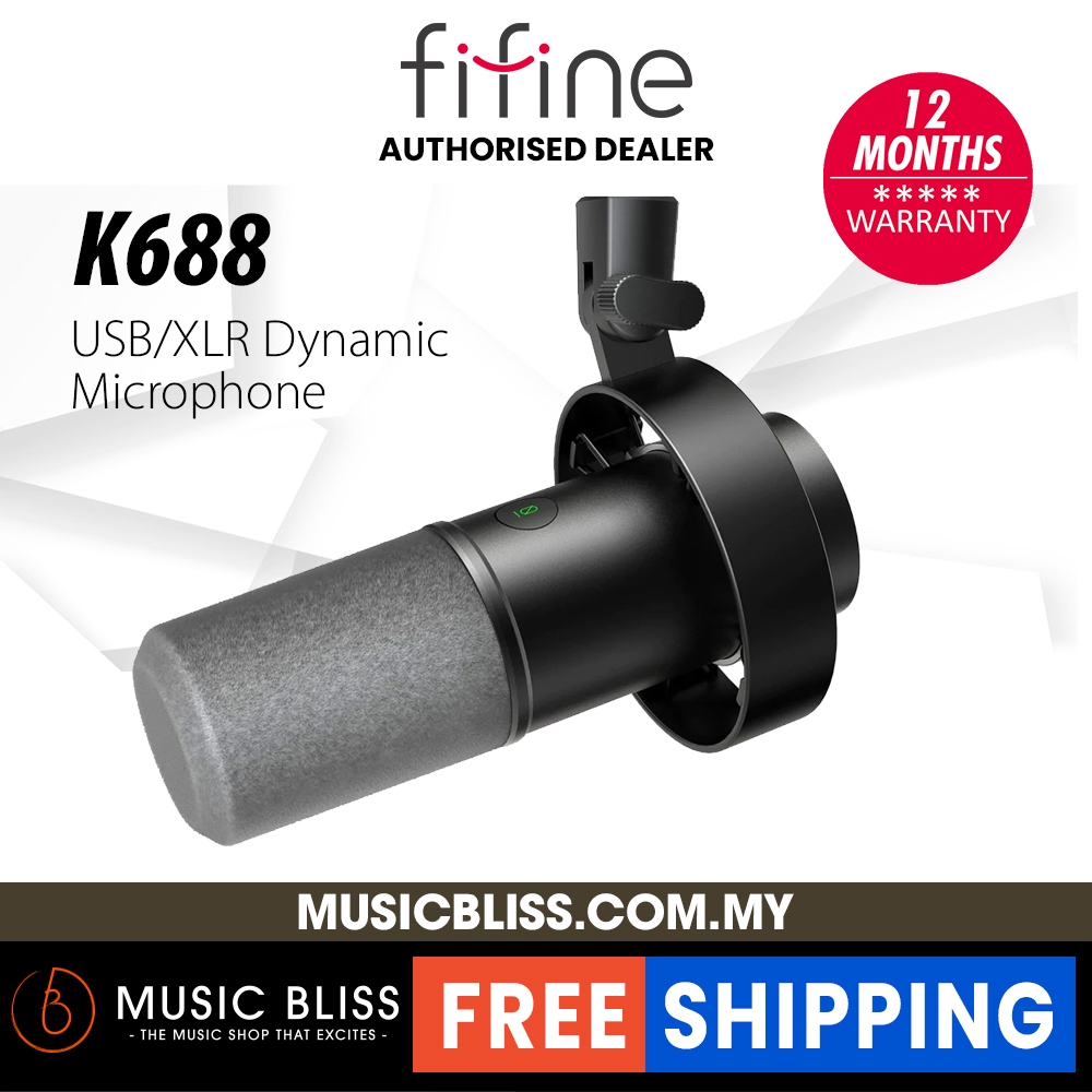 FIFINE K688 Dynamic Microphone, XLR/USB Podcast Recording PC Microphone for Vocal Streaming ...