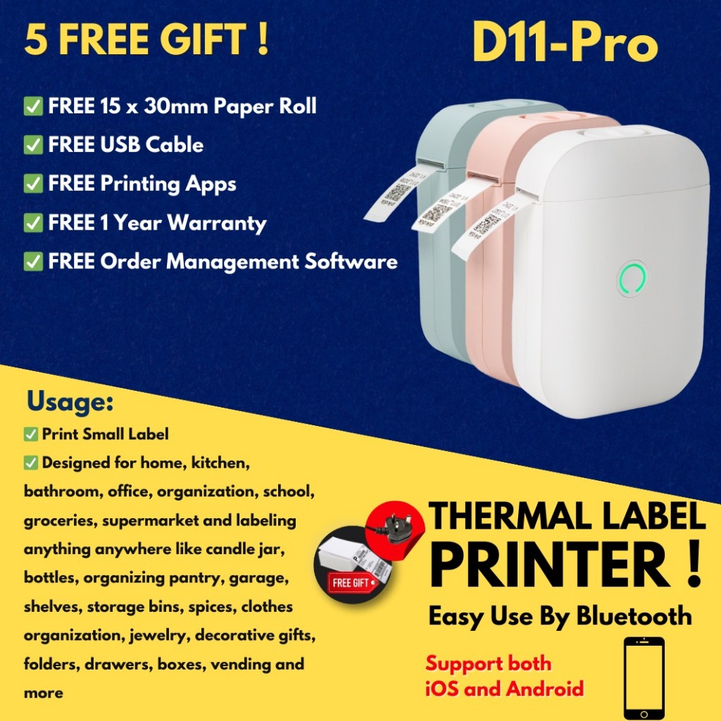 Mini Printer Pocket Printer Thermal Printer Portable Printer Mini Label Printer Small Printer