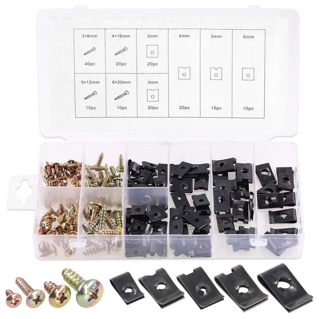 MKR 170PCS M3 M4 M5 M6 Car U-Clip Screw U Nut Spring Clip Skru Cover ...