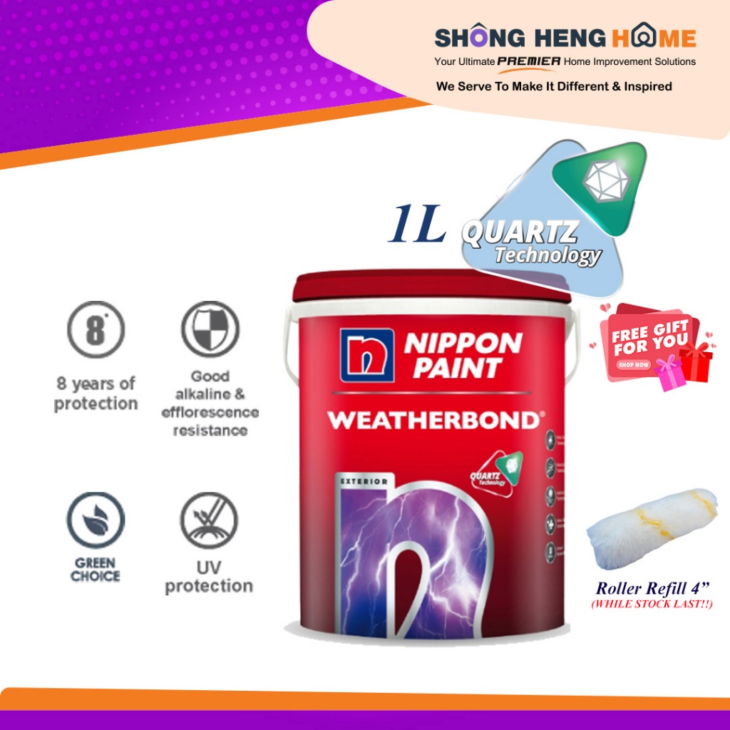 1L Nippon Paint Weatherbond (WB) with Quartz Technology - Color Option ...