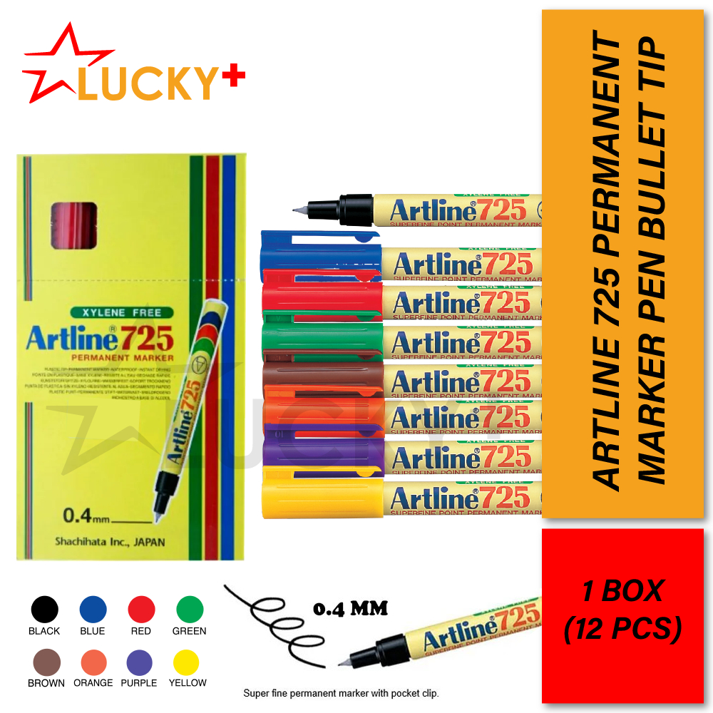 Artline 725 Permanent Marker Pen 0.4mm (12'pcs/box) | Shopee Malaysia