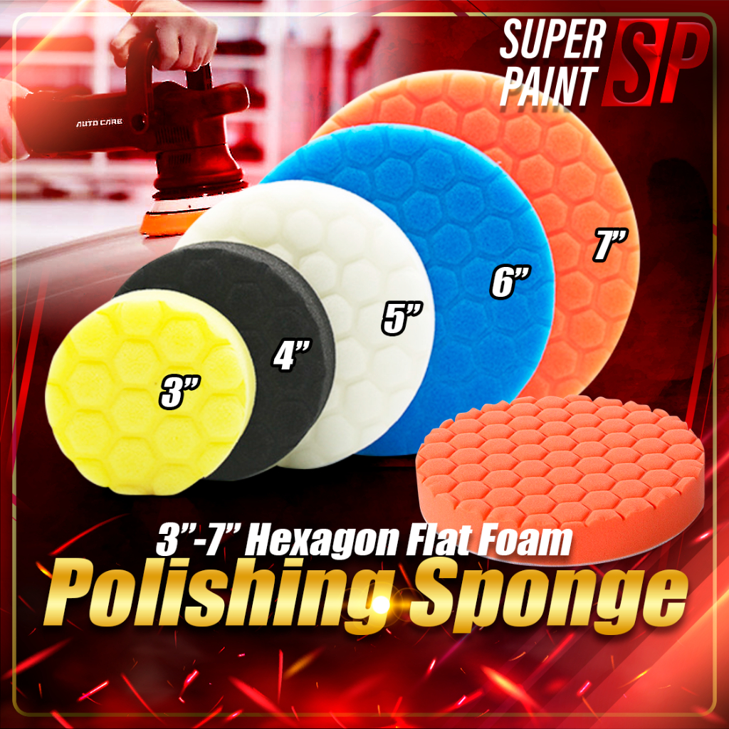 [ 3-7 Inch Span Pengilat Kereta ] Hexagon Flat Foam Polishing Sponge ...