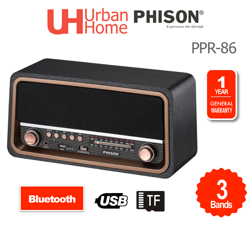 Phison Portable Rechargeable Radio ( 3 Bands , USB , Bluetooth ) PPR-86 ...