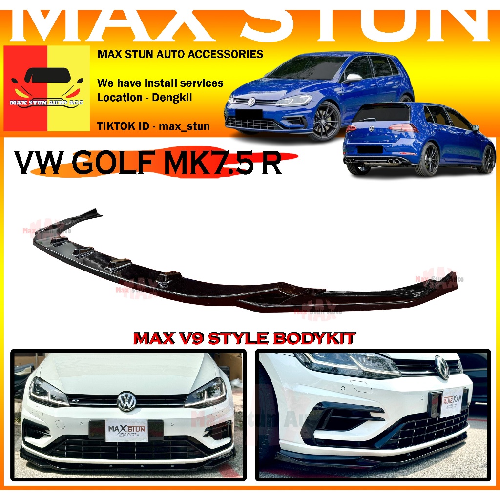 VOLKSWAGEN GOLF MK7.5 R MAXTON V9 FRONT LIP BUMPER SKIRT LIP DEPAN VW ...