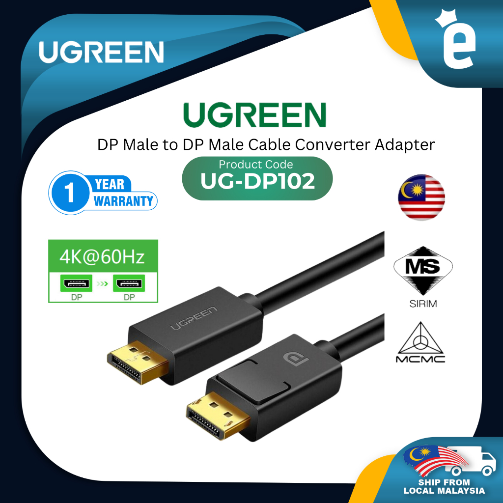 UGREEN DISPLAY PORT DP MALE TO DP MALE CABLE CONVERTER ADAPTER ...