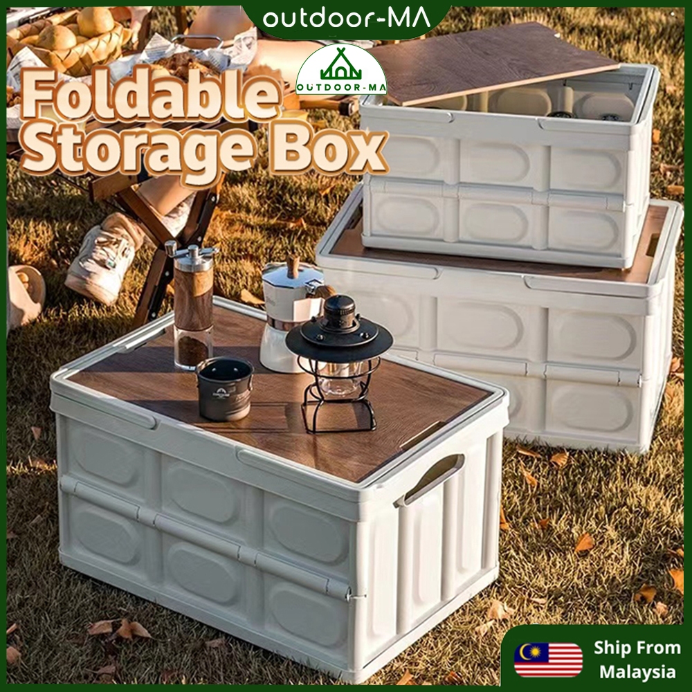 Camping Storage Box/Foldable Storage Box/Outdoor Car Storage/Wooden Lid ...