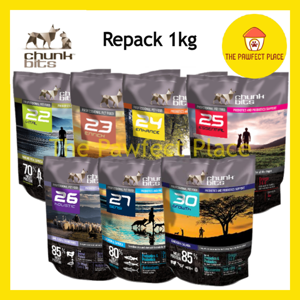 Chunk Bits Chunkbits Dog Food 1kg (Repack) - Sensi 27 Essential 25 ...