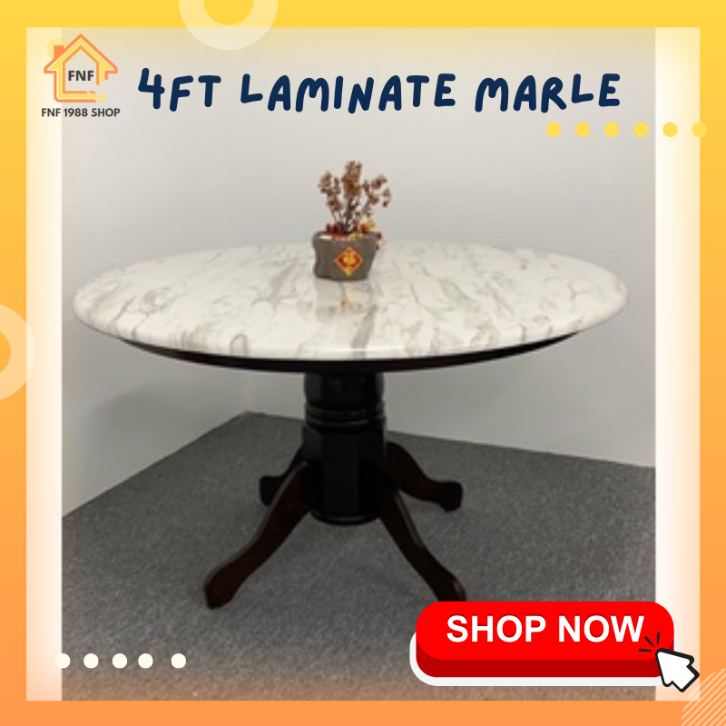 FNF SHOP💕 FNF 916 4FT Round Laminated Marble / Round Table / Meja Makan ...