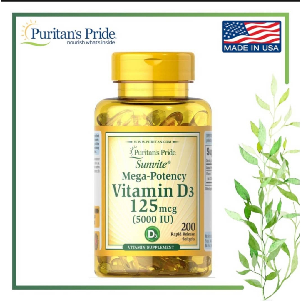 Puritan's Pride Vitamin D3 125 mcg (5000 IU), EXP: 02/26, 200 Softgels | Shopee Malaysia
