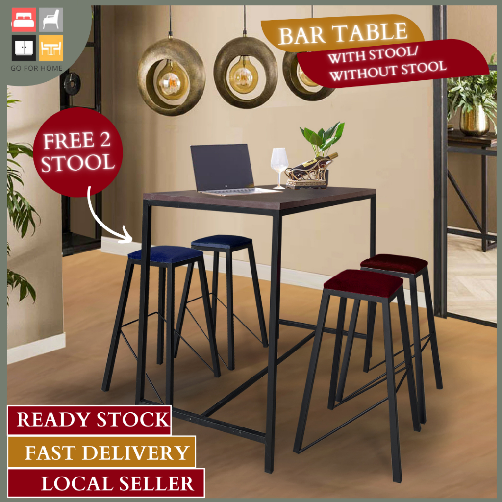 [GO4HOME] Bar Table FREE 2 Stool | Shopee Malaysia