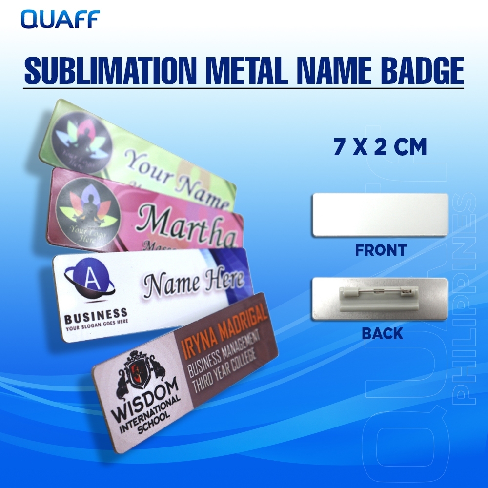Sublimation Metal Name Badge With Pin 7x2cm Sekolah Cikgu Murid dan ...