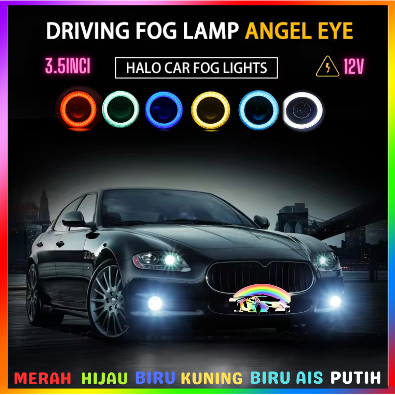 CAR LED 3.5 Inch Angle Lamp Fog Light 12v Halo Ring Fog Lamp Lampu Led ...