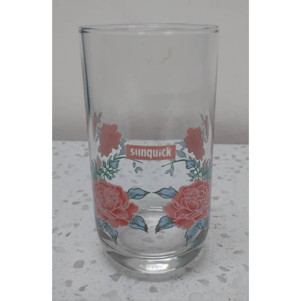Koleksi Gelas Lama Sunquick Edisi Tanpa Tahun (Bunga Rose) Glass ...