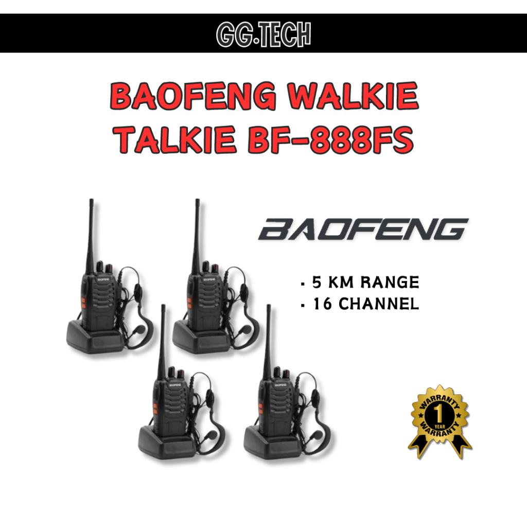 BaoFeng BF-888S【4 Units】Outdoor Waterproof Walkie Talkie 16 Channel 5KM ...