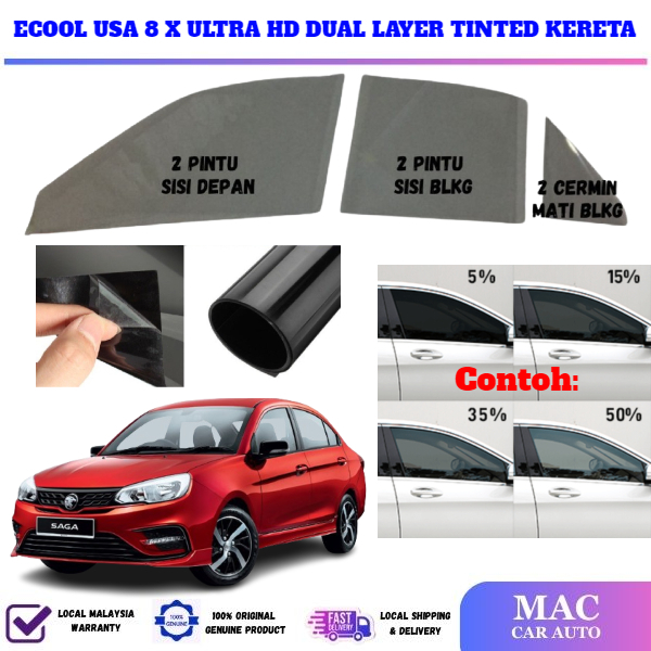 Proton Saga Blm/Flx 2016-2023 8x Ultra HD Tinted Kereta Siap Potong 4 Pintu Pre Cut Car Tinted ...