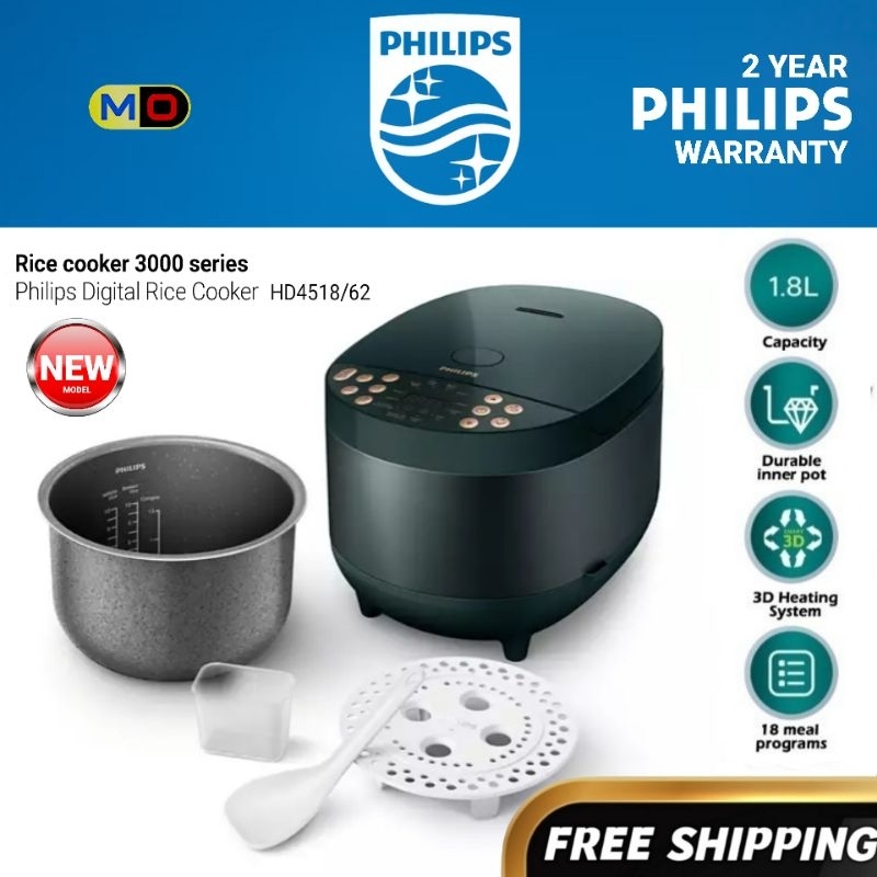 [ FREE SHIPPING ] Philips 3000 Series 1.8L Digital Rice Cooker HD4518 ...