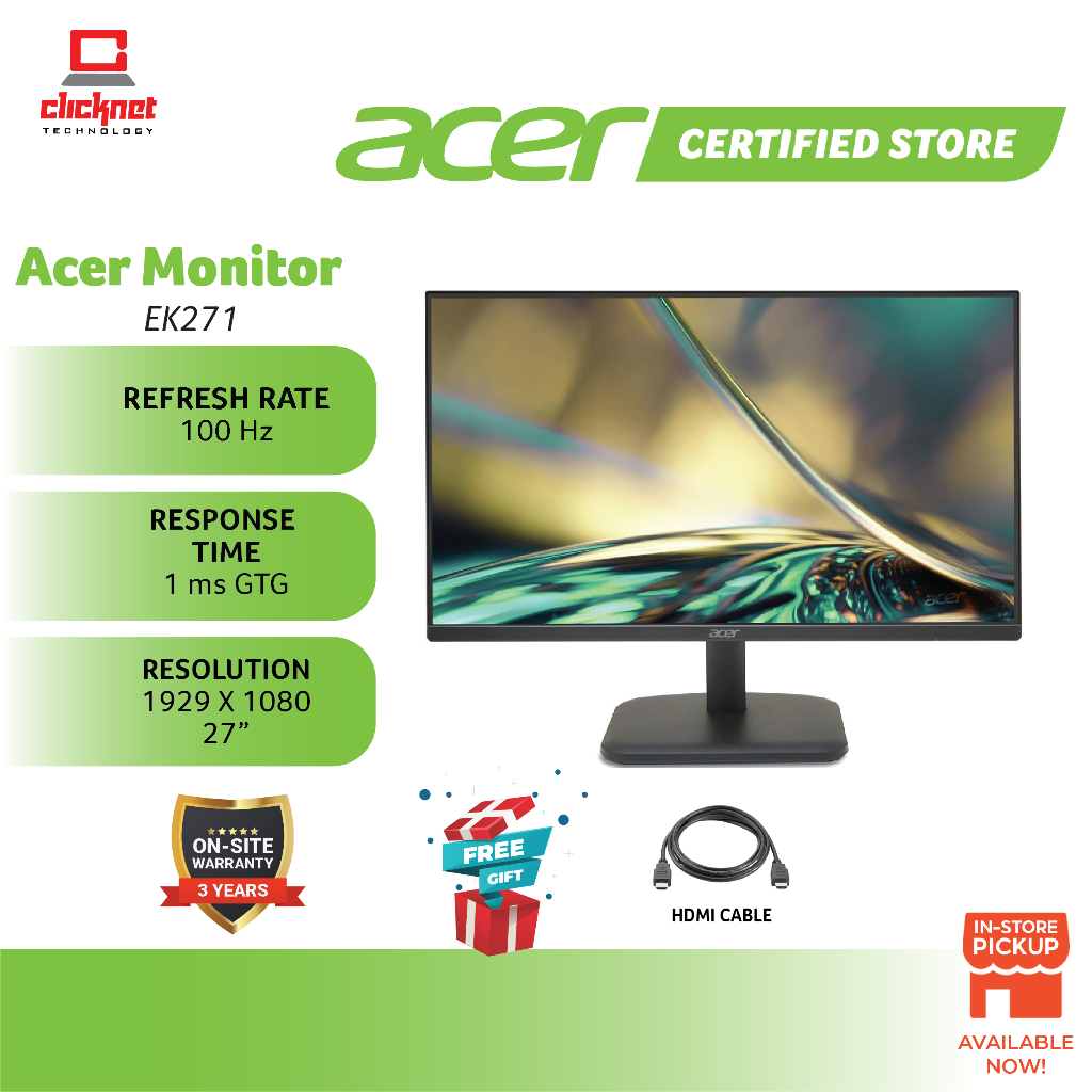 Acer Monitor EK271 EBI 27" Inch FHD 120HZ | Shopee Malaysia