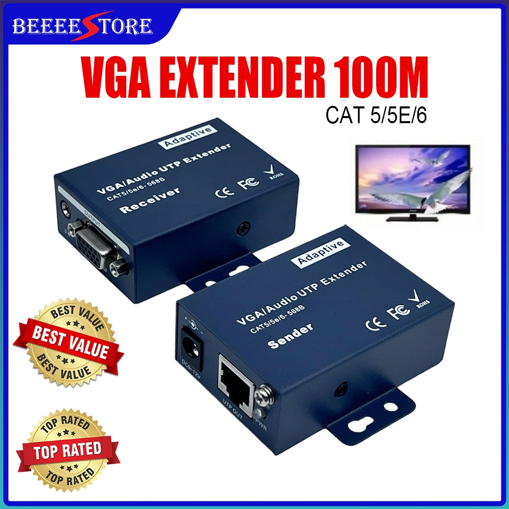 100m VGA Extender over UTP VGA/Audio UTP Extender Converter Adapter ...
