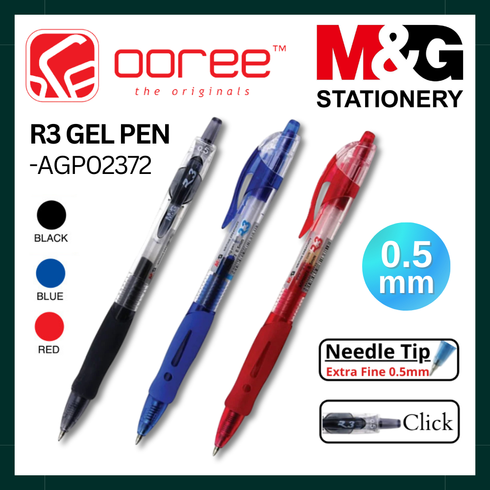 M&G R3 GEL PEN 0.5MM AGP02372 RETRACTABLE RUBBER GRIP WATER BASED GEL ...